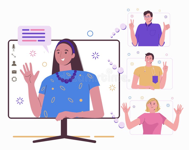 Live Chat with Friends and Colleagues. Remote Work, Freelance. Young ...