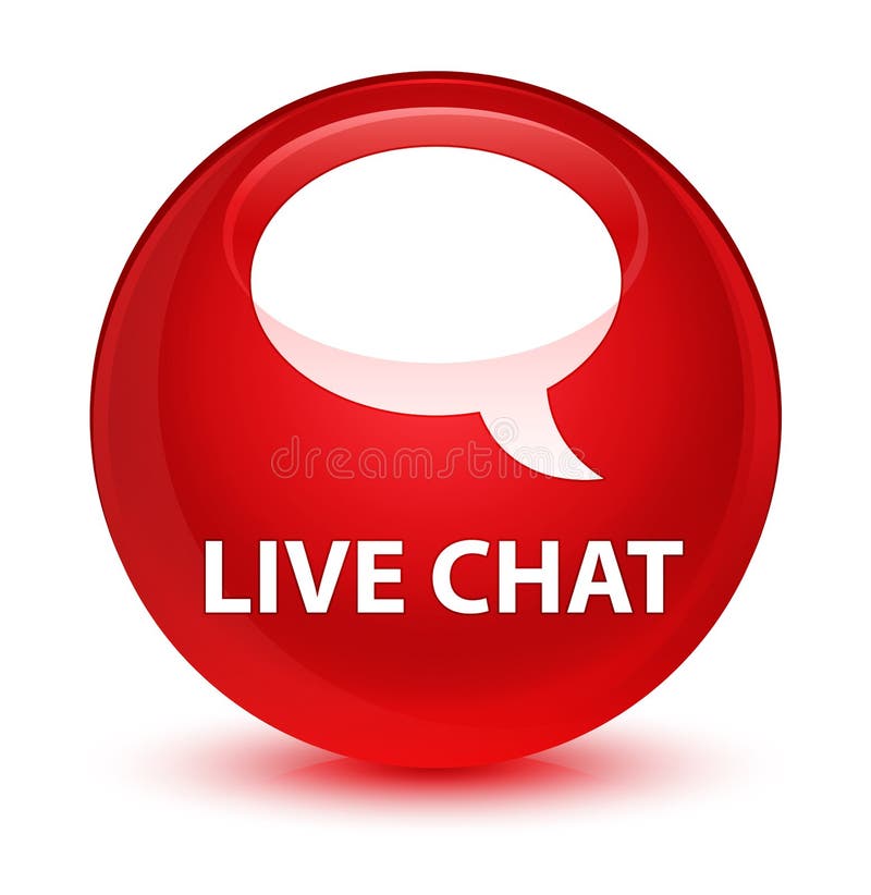 Live Chat Red Square Button Red Ribbon in Middle Stock Illustration ...