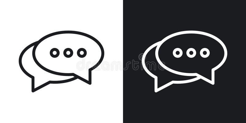 Live Chat Icon Set. Talk Speech Comment Bubble Vector Symbol in a Black ...