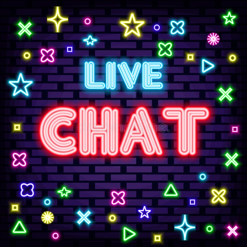 Live Chat Neon Sign. Bright Signboard. Light Banner Stock Vector ...