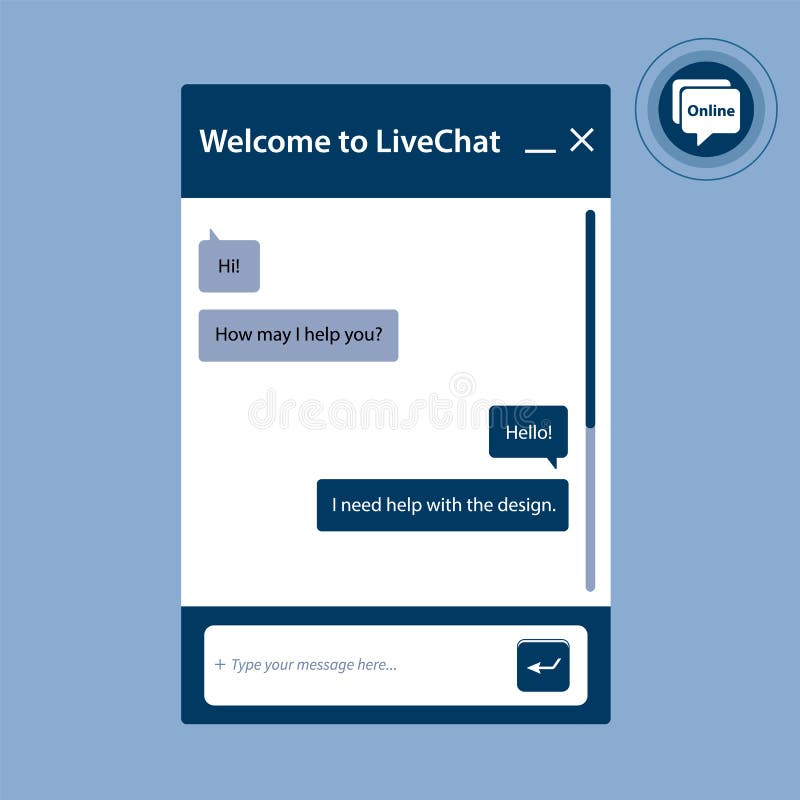 Modern Live Chat Window for Web Pages. Stock Vector - Illustration of ...