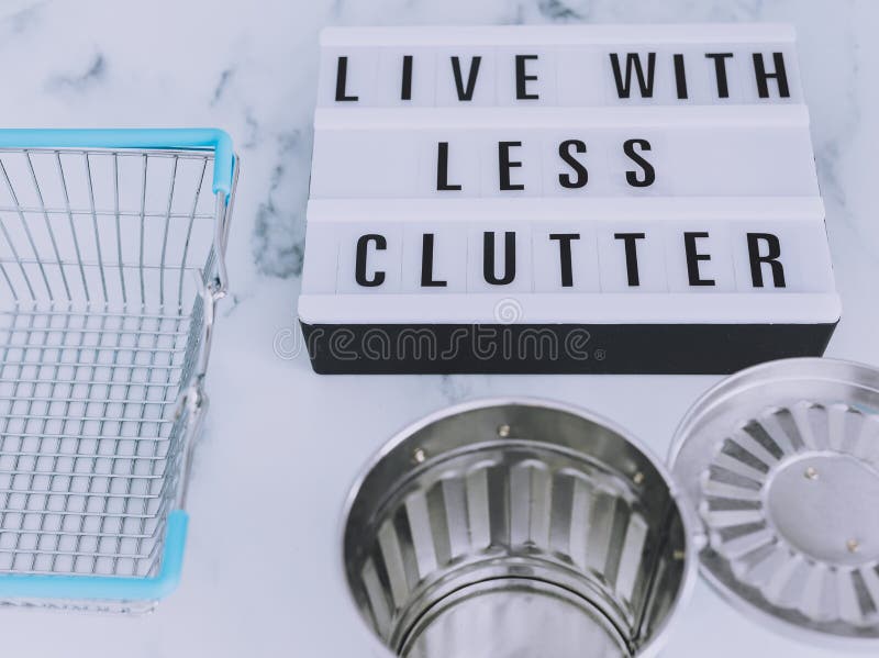 Live with less Clutter Message on Lightbox with Shopping Basket and ...