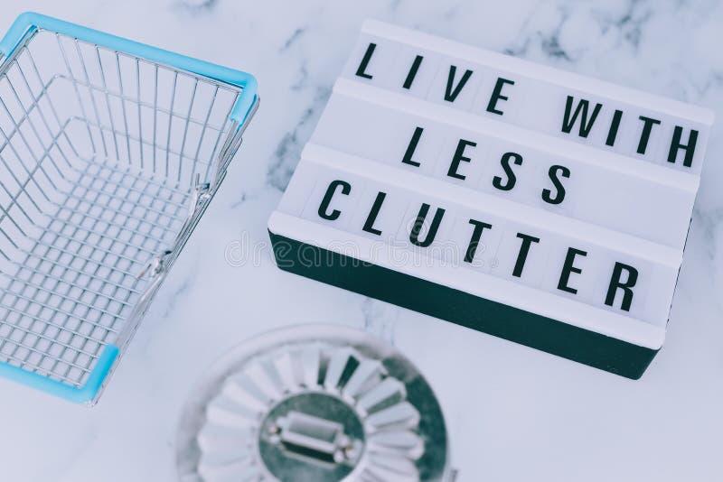 Live with less Clutter Message on Lightbox with Shopping Basket and ...