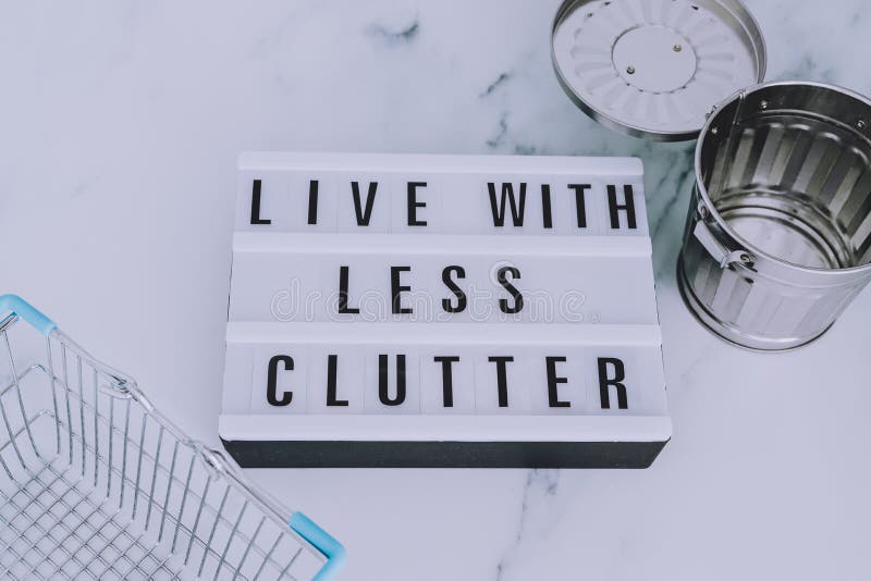 Live with less Clutter Message on Lightbox with Shopping Basket and ...