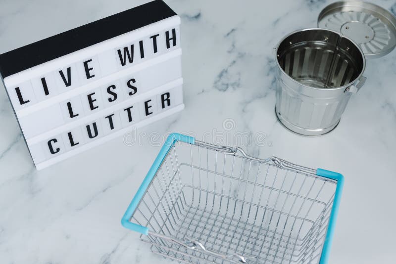 Live with less Clutter Message on Lightbox with Shopping Basket and ...