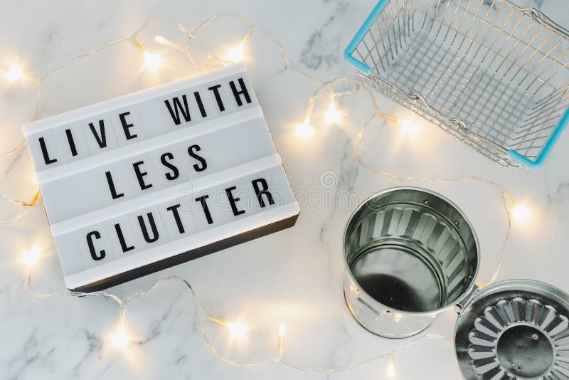 Live with less Clutter Message on Lightbox with Shopping Basket and ...