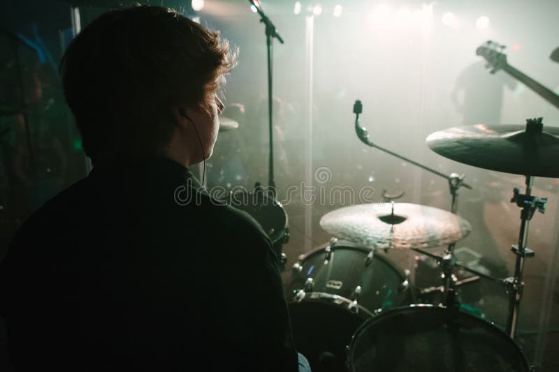 A Live Concert from the Drummers Perspective. Stock Image - Image of ...