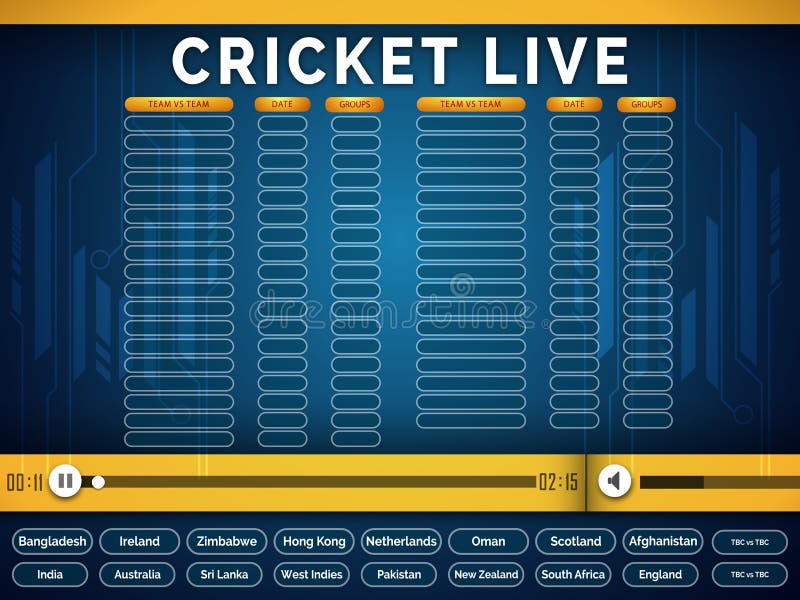Cricket Match Schedule with Participant Countries. Editorial Stock ...