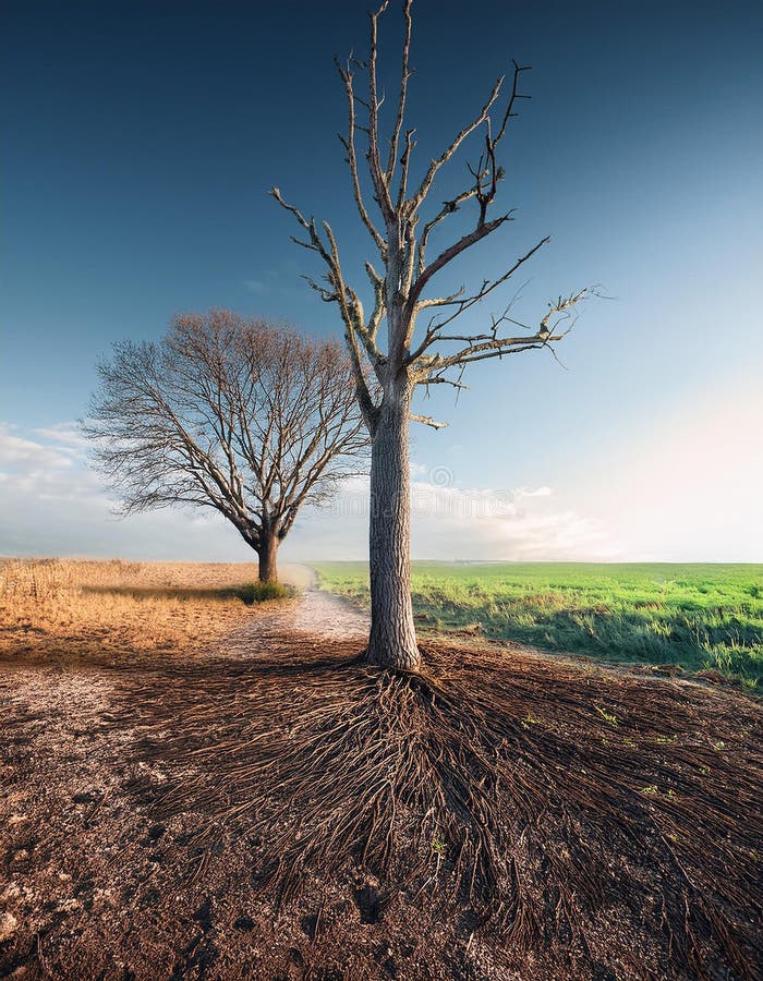 Live and Dead Tree. Live Tree and Dead Tree Stock Illustration ...