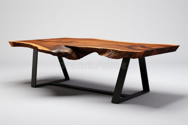 Live Edge Table on a White Background Stock Illustration - Illustration ...