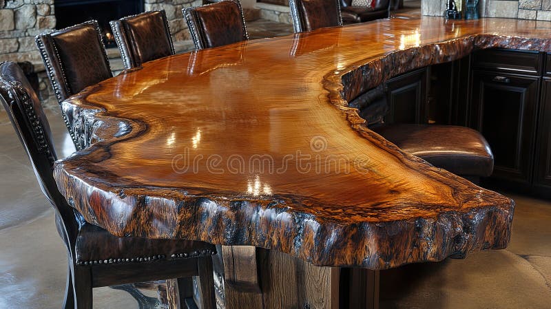 Live Edge Wood Bar Countertop Stock Photo - Image of natural, live ...