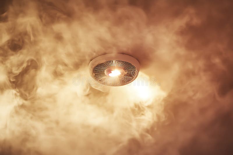 Live Fire Alarm Activation Smoke Detector Responding To Rising Smoke ...