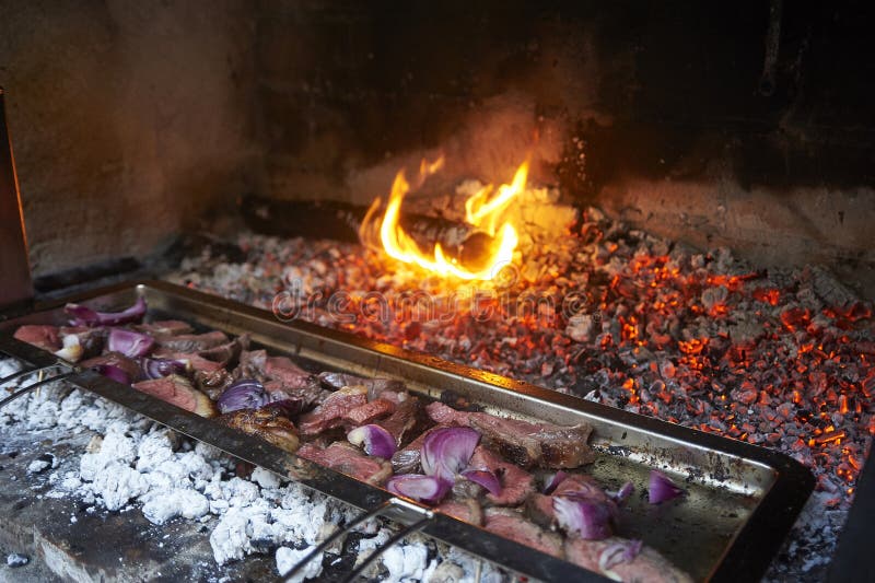 Live-fire cooking stock image. Image of healthy, chicken - 142608209