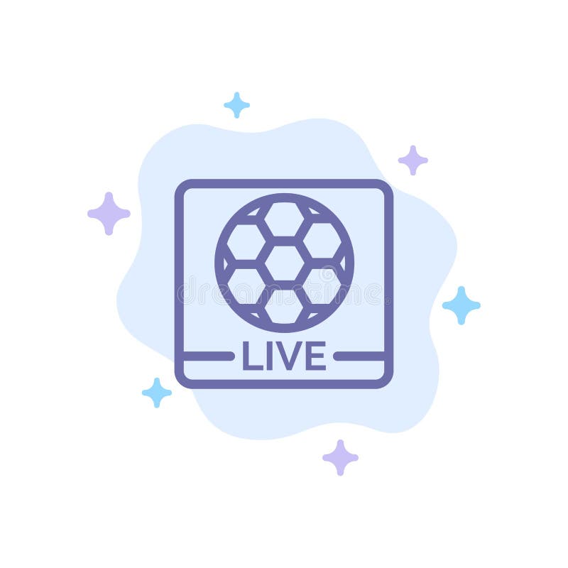 Live, Game, Screen, Football Blue Icon on Abstract Cloud Background ...