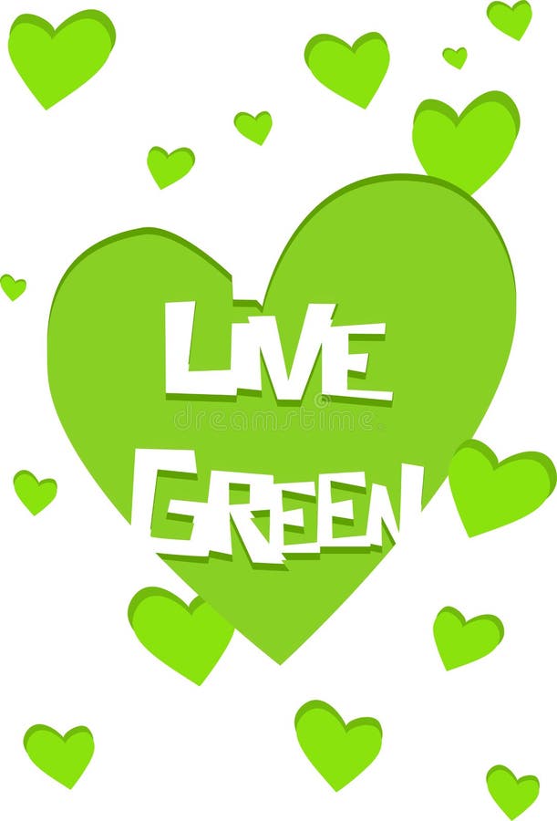 Live Green, Think Green, Love Green - Motivational Text with Leaf ...