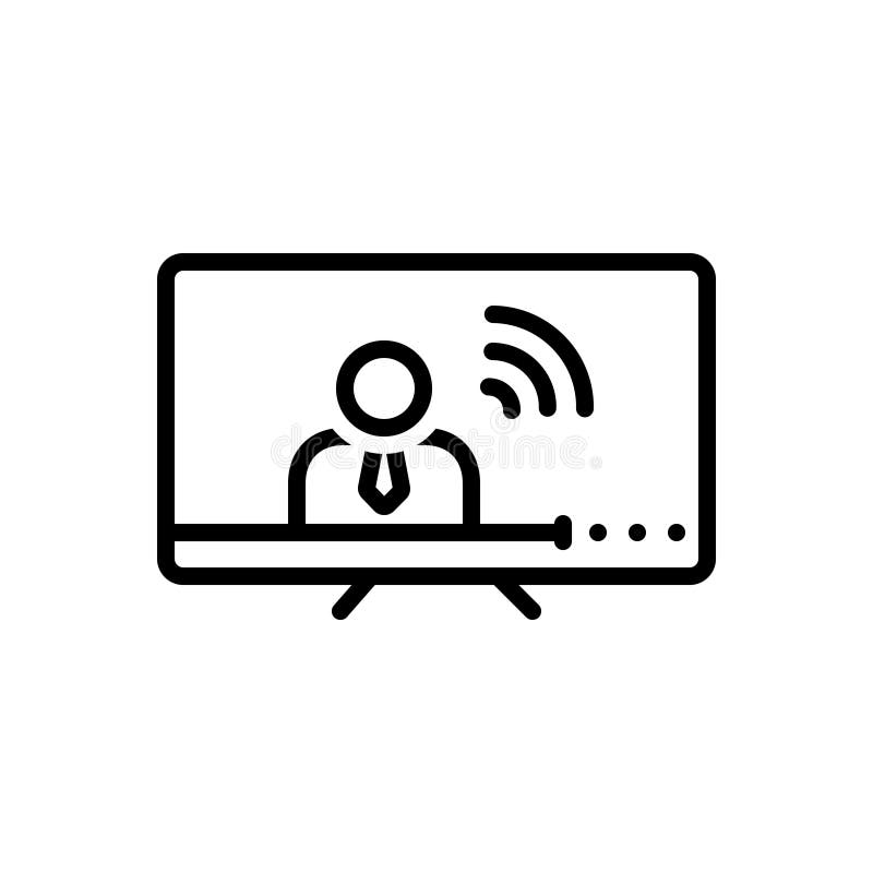 Black Line Icon for Live, Broadcast and Computer Stock Vector ...