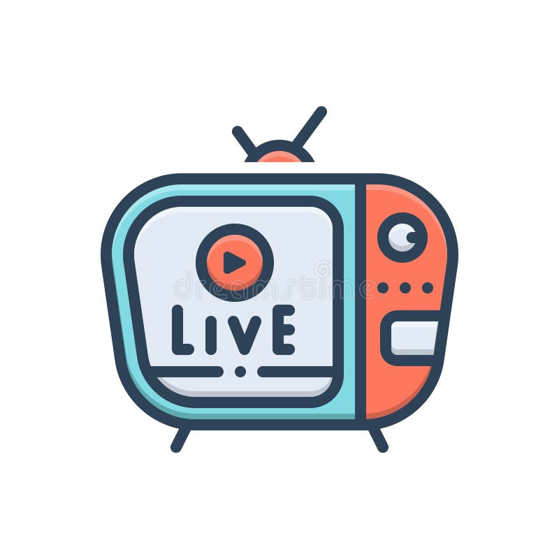 Color Illustration Icon for Live, Screen Cast and Transmission Stock ...