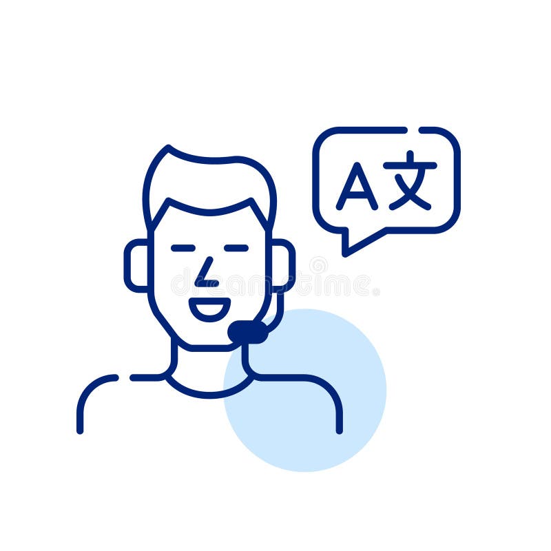 Live Interpreter Man at Work. Pixel Perfect Icon Stock Vector ...