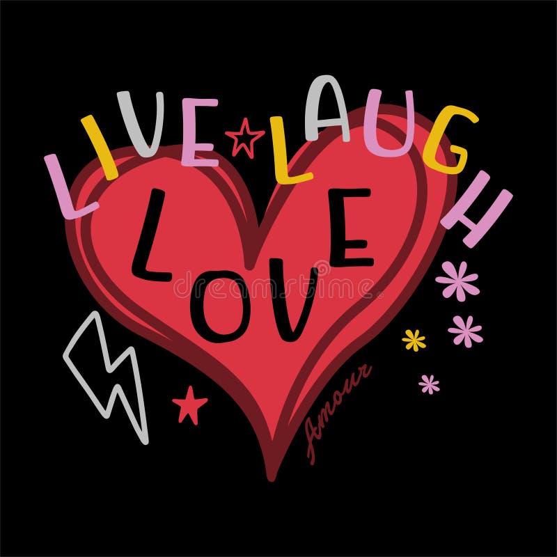 LIVE LAUGH LOVE, Heart Abstract Stock Vector - Illustration of french ...