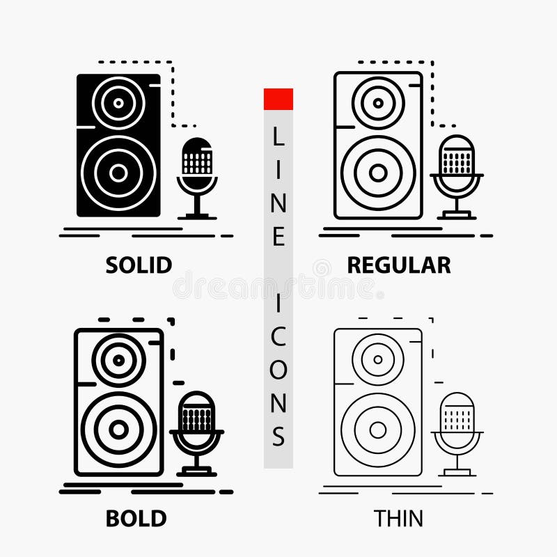 Live, Mic, Microphone, Record, Sound Icon in Thin, Regular, Bold Line ...