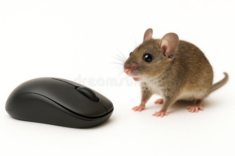 A Live Mouse Next To a Computer Mouse, a Play on Words in Reality ...