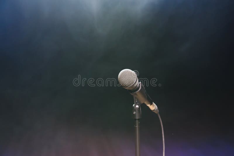 Live Music Background. Microphone and Stage Lights. Sing and Karaoke ...