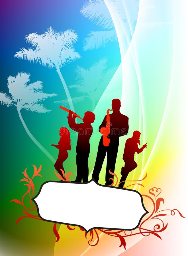 Live Music Band on Abstract Color Background Stock Illustration ...