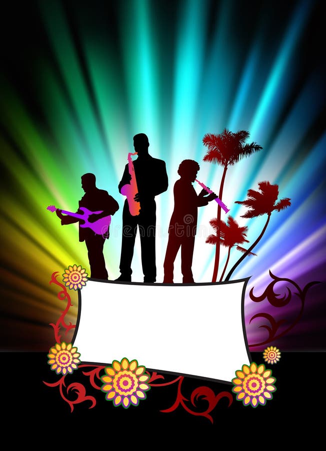 Live Music Band on Abstract Tropical Frame with Spectrum Stock ...