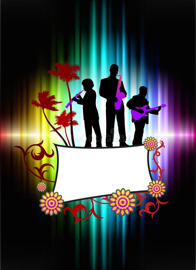 Live Music Band on Abstract Tropical Frame with Spectrum Stock ...