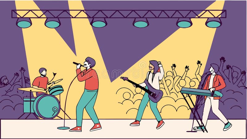 Live Music Band on Stage, Performance with Musicians and Stage Lights ...