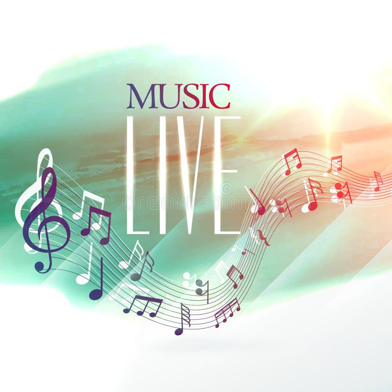 Live Music Design Poster with Notes Wave Stock Vector - Illustration of ...