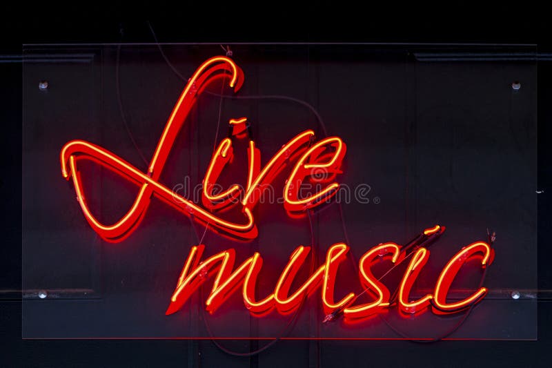 Live Music - Neon light stock photo. Image of food, drink - 269568748