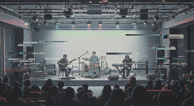 Live Music Performance: Band Playing on Stage with Audience Watching ...