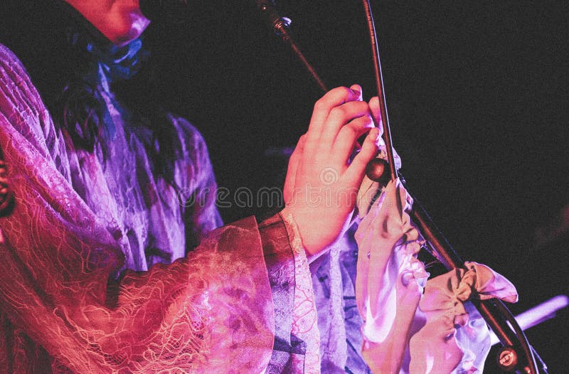 Live Music Performance Singer Holding a Microphone Hands Close Up Stock ...