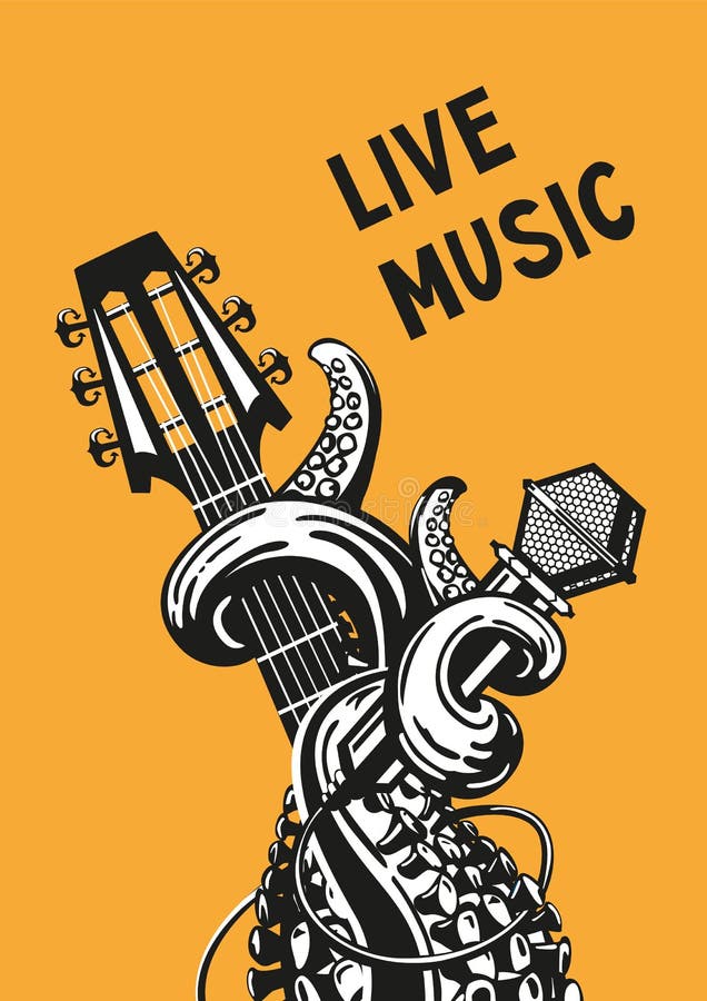 Live music poster stock vector. Illustration of music - 65242600