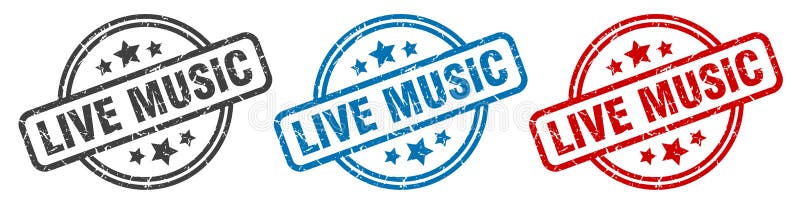 Live Music Stamp. Live Music Round Isolated Sign Stock Vector ...