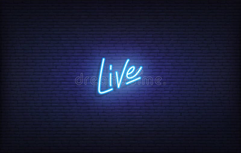 Live Neon Sign. Glowing Neon Lettering Live Template Stock Vector ...