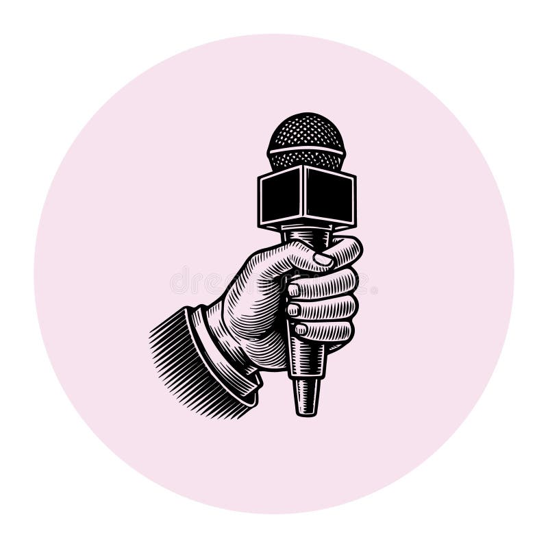 Live News Template with Microphone Journalism Concept Hand Drawn Sketch ...