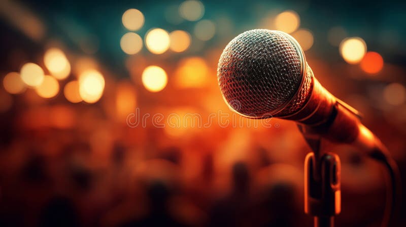 Live Performance Microphone on Stage Stock Illustration - Illustration ...