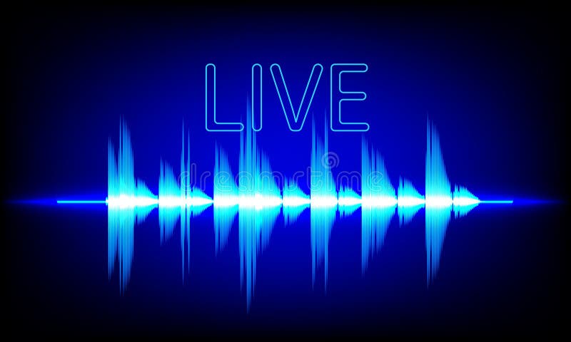 LIVE Radio with Sound Wave Spectrum Background Stock Illustration ...