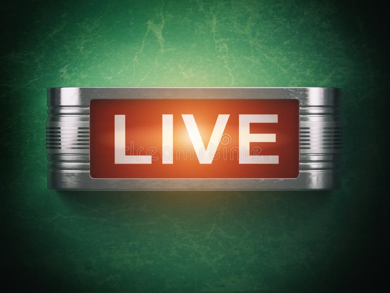 Live Red Glowing Warning Signboard. Record or Broadcasting Concept ...