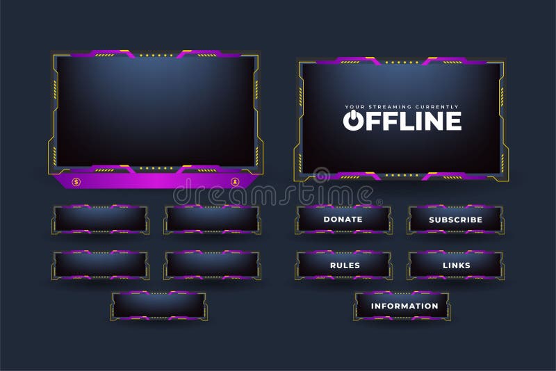 Live Screen Panel Decoration with Yellow and Purple Colors. Streaming ...