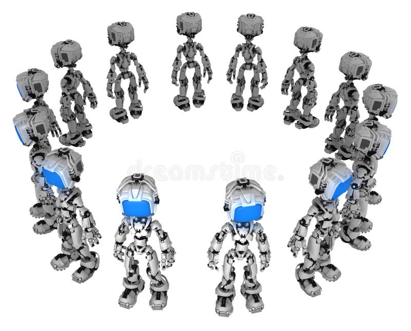 Live Screen Robot, Circle Stand Stock Illustration - Illustration of ...