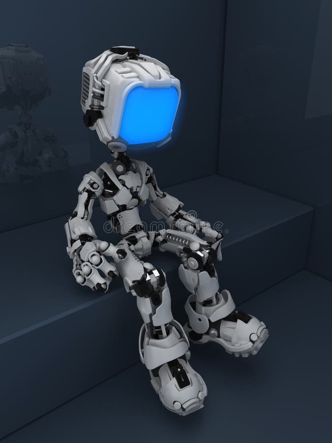 Live Screen Robot, Ledge stock illustration. Illustration of pose ...