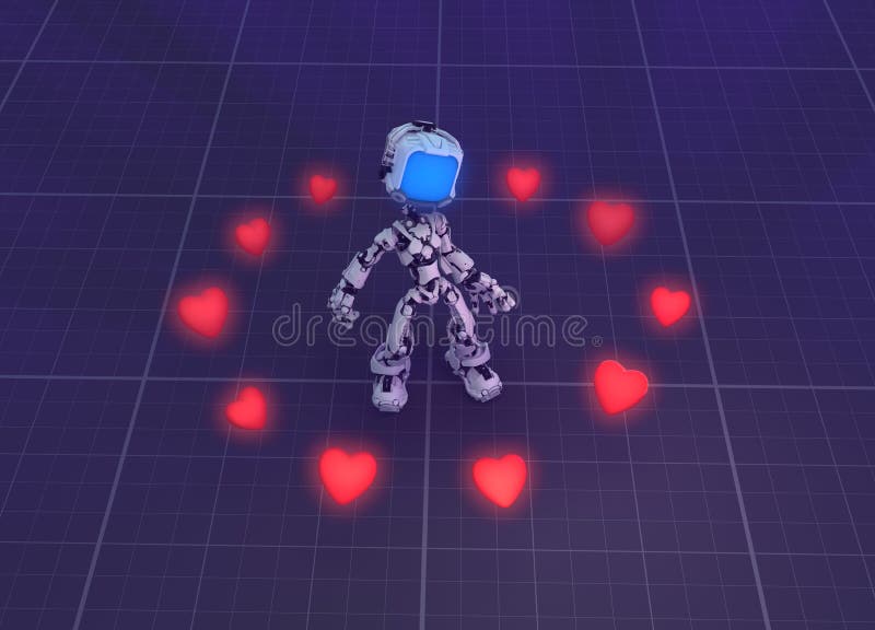 Live Screen Robot, Herzen Virtuell Stock Abbildung - Illustration von ...