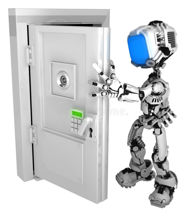 Live Screen Robot, Opening Door Stock Illustration - Illustration of ...