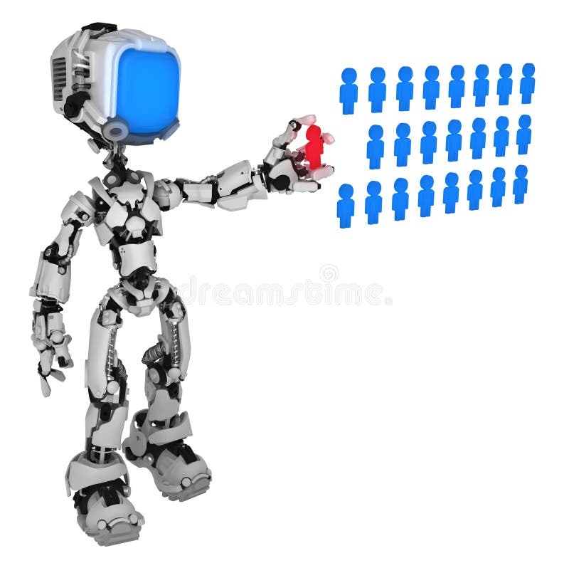 Live Screen Robot, Holding Eye Stock Illustration - Illustration of ...