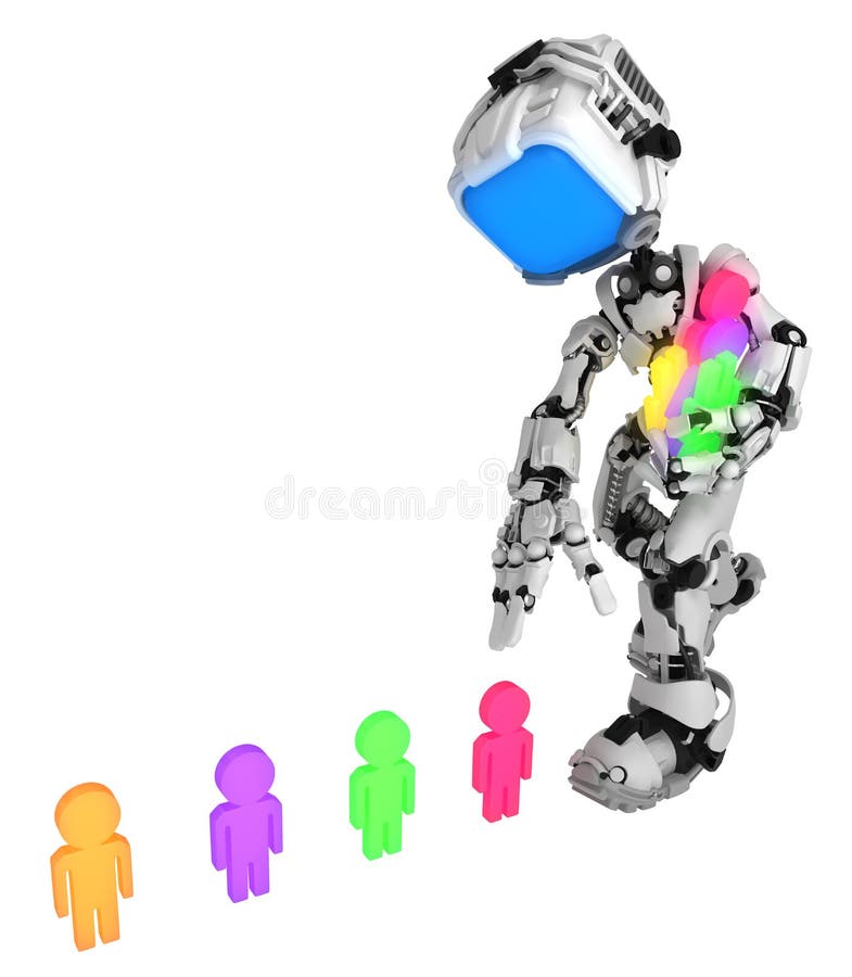 Live Screen Robot, Pessoa Recolhe Ilustração Stock - Ilustração de ...