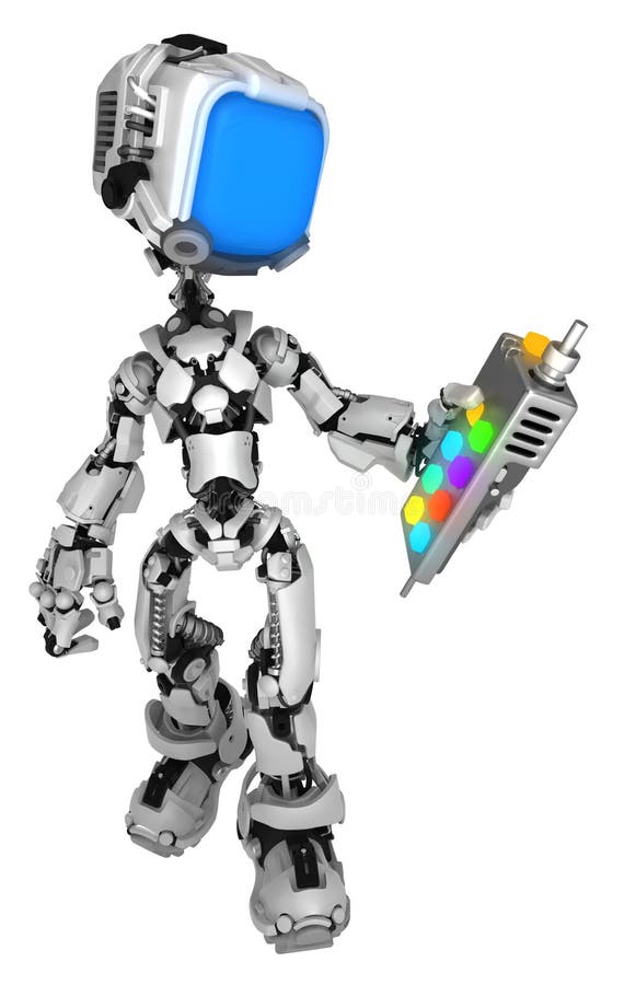 Live Screen Robot, Remote Control Stock Illustration - Illustration of ...