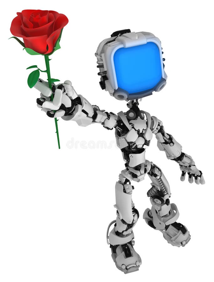 Android with Rose stock illustration. Illustration of robot - 36831875